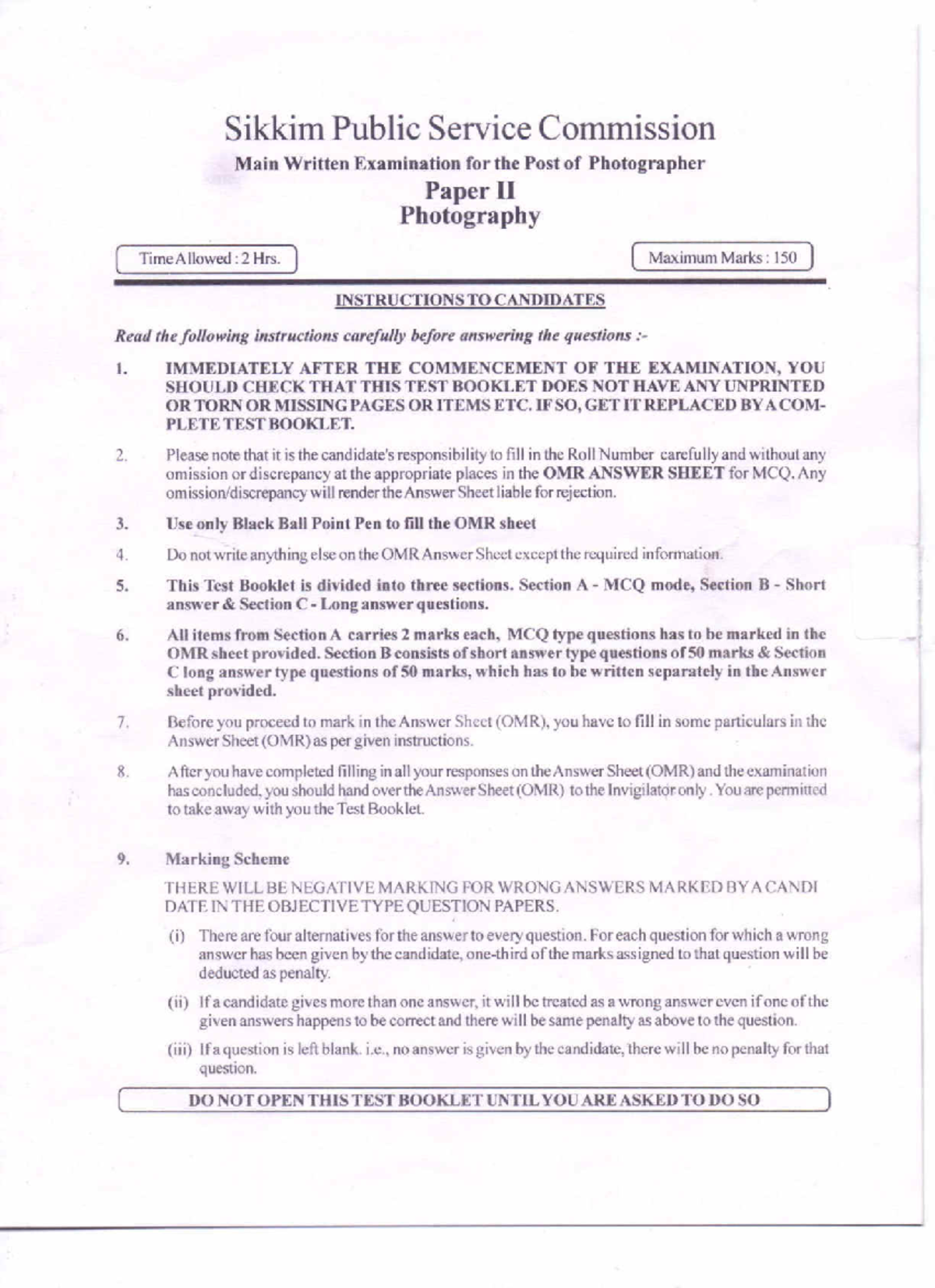 Photographer Paper II - this will help you with your concern - BA (H ...