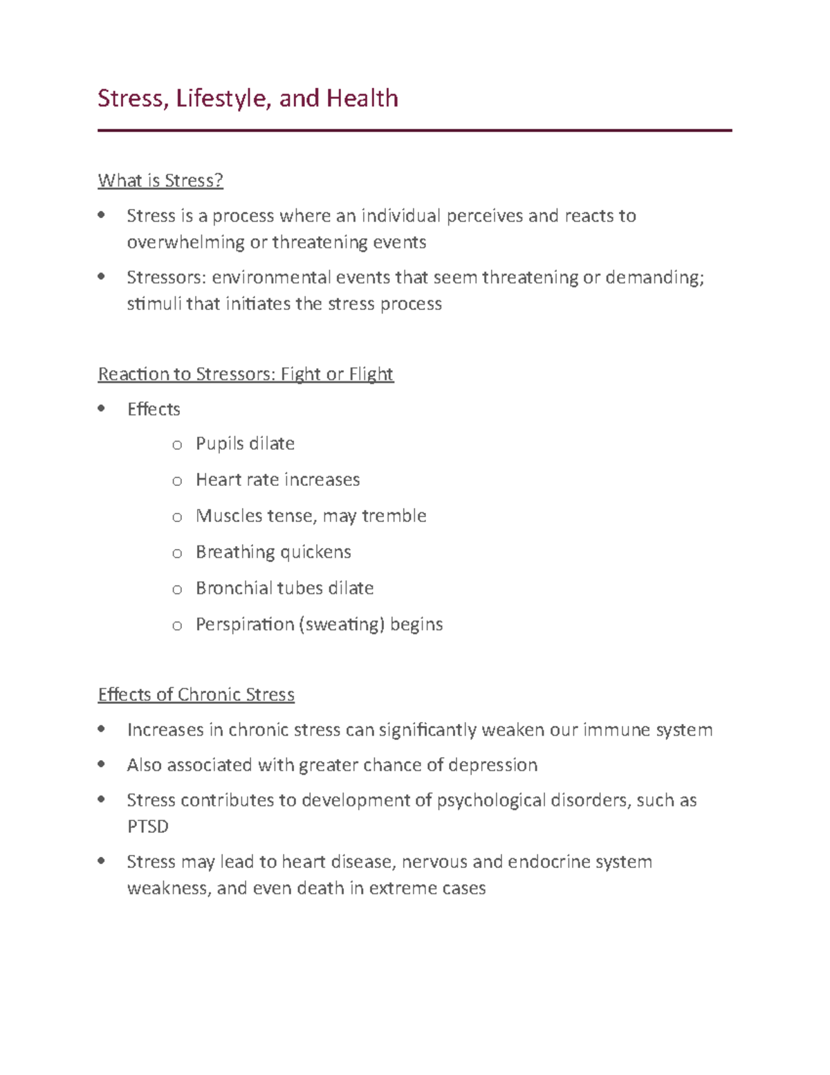 Stress, Lifestyle, and Health - Studocu