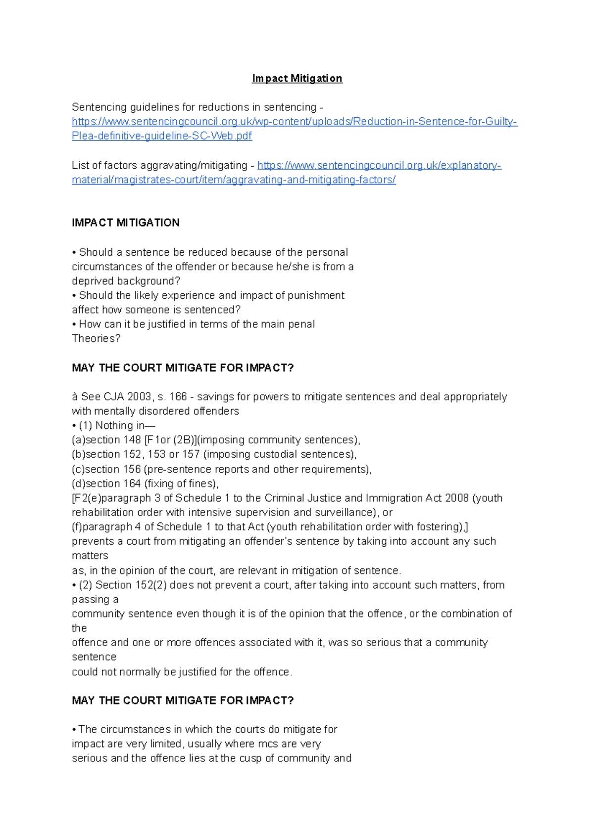 Impact Mitigation Impact Fairness - Impact Mitigation Sentencing ...