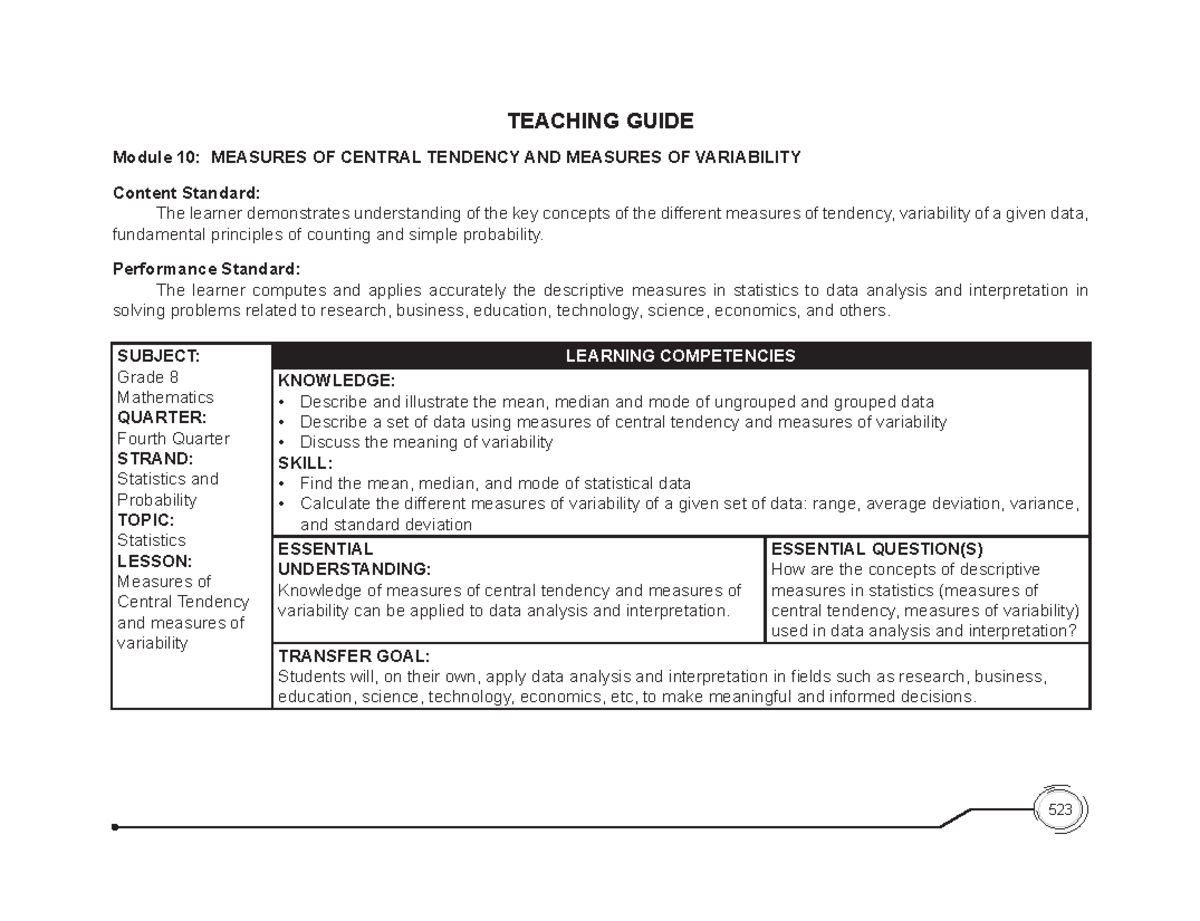Math teachers guide 10 - Nauvsjwkowhq - TEACHING GUIDE Module 10 ...