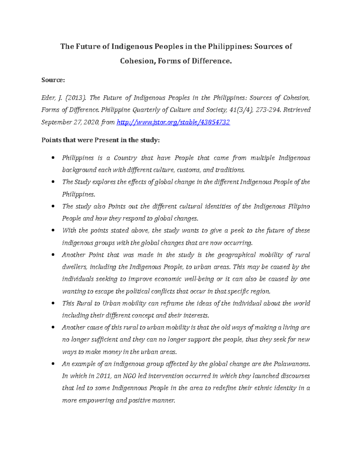 The Future of Indigenous Peoples in the Philippines (NOTES) - The ...
