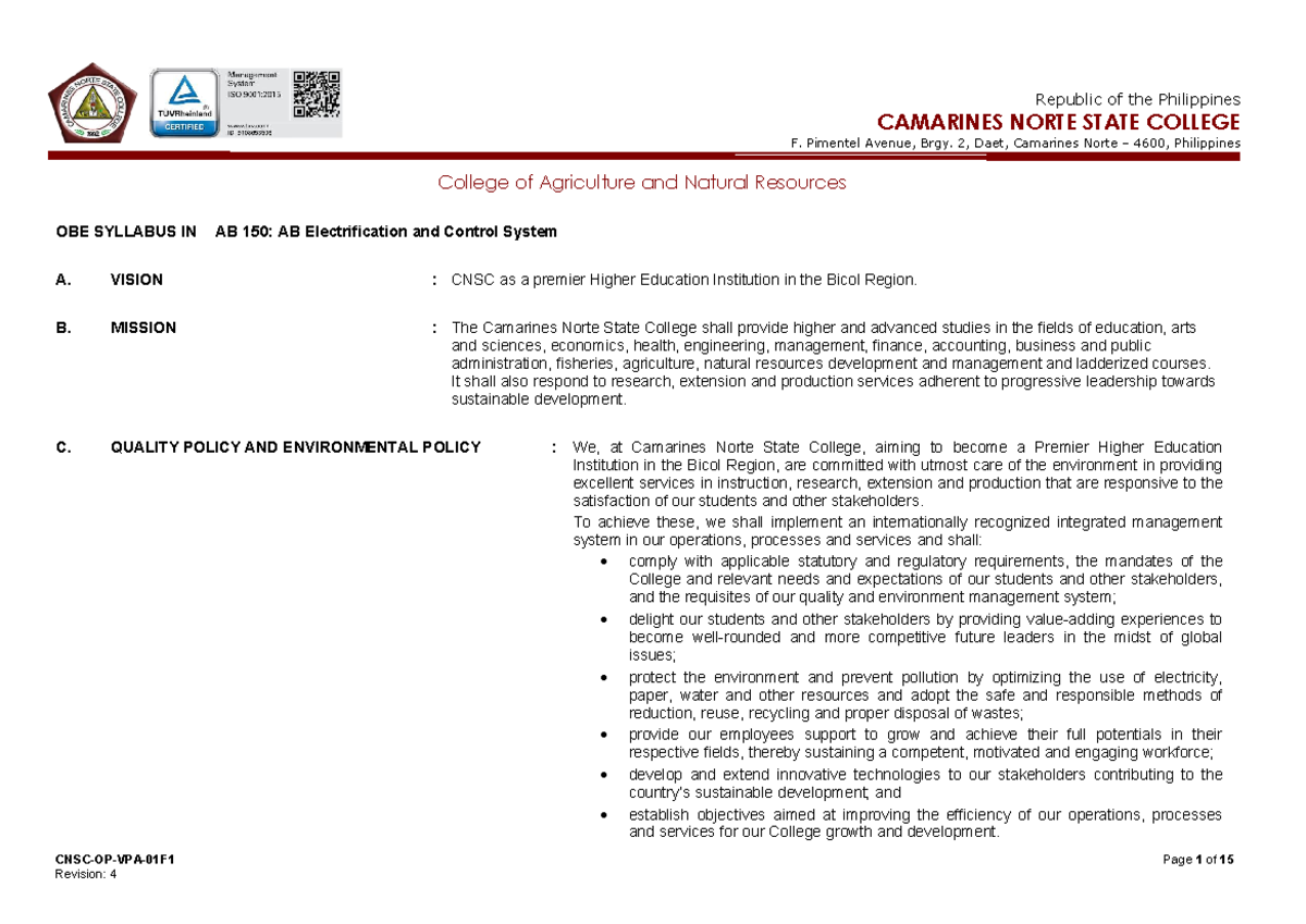 AB Electrification and Control System - CNSC-OP-VPA-01F1 Page 1 of 15 ...