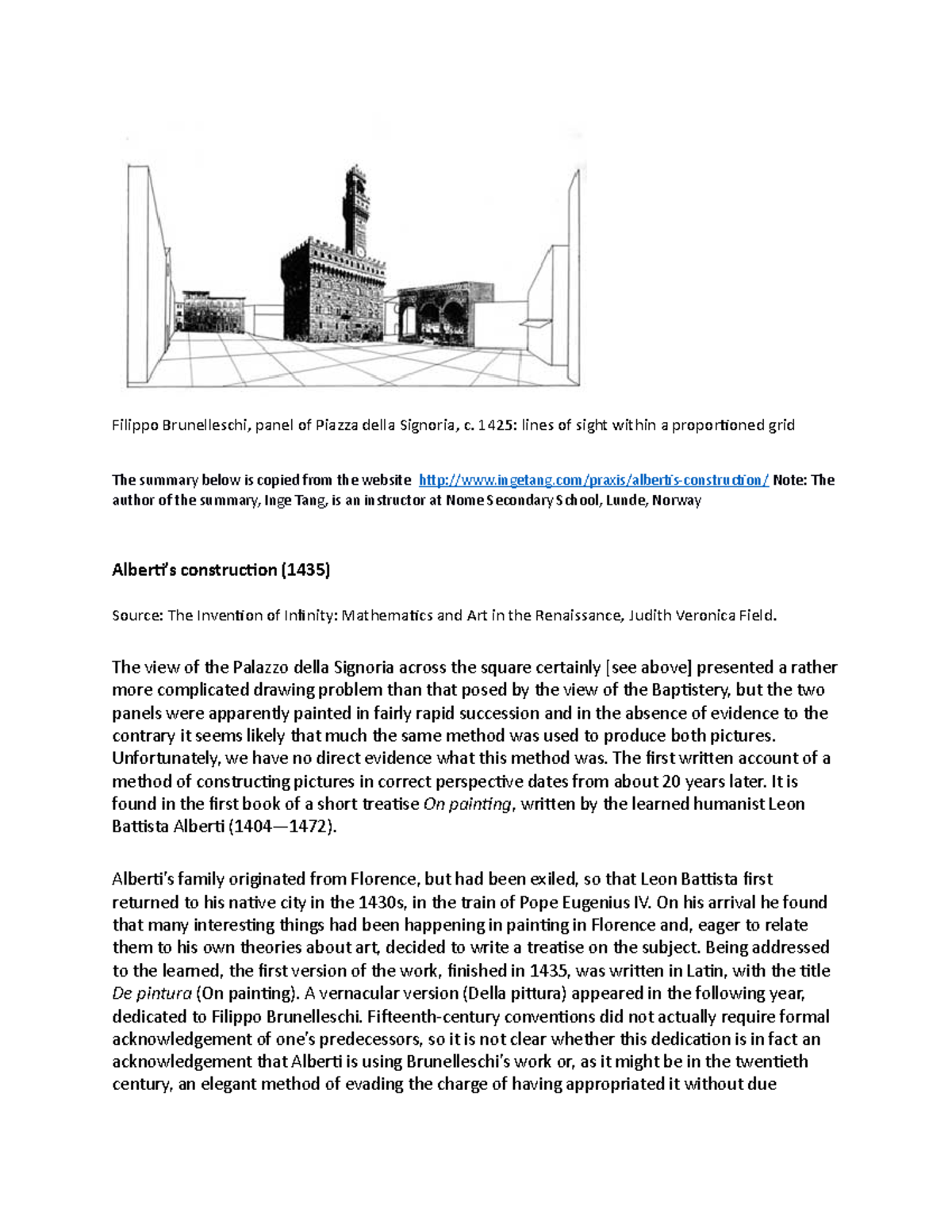 Perspective by Alberti, Homework Assignment Information - Filippo ...