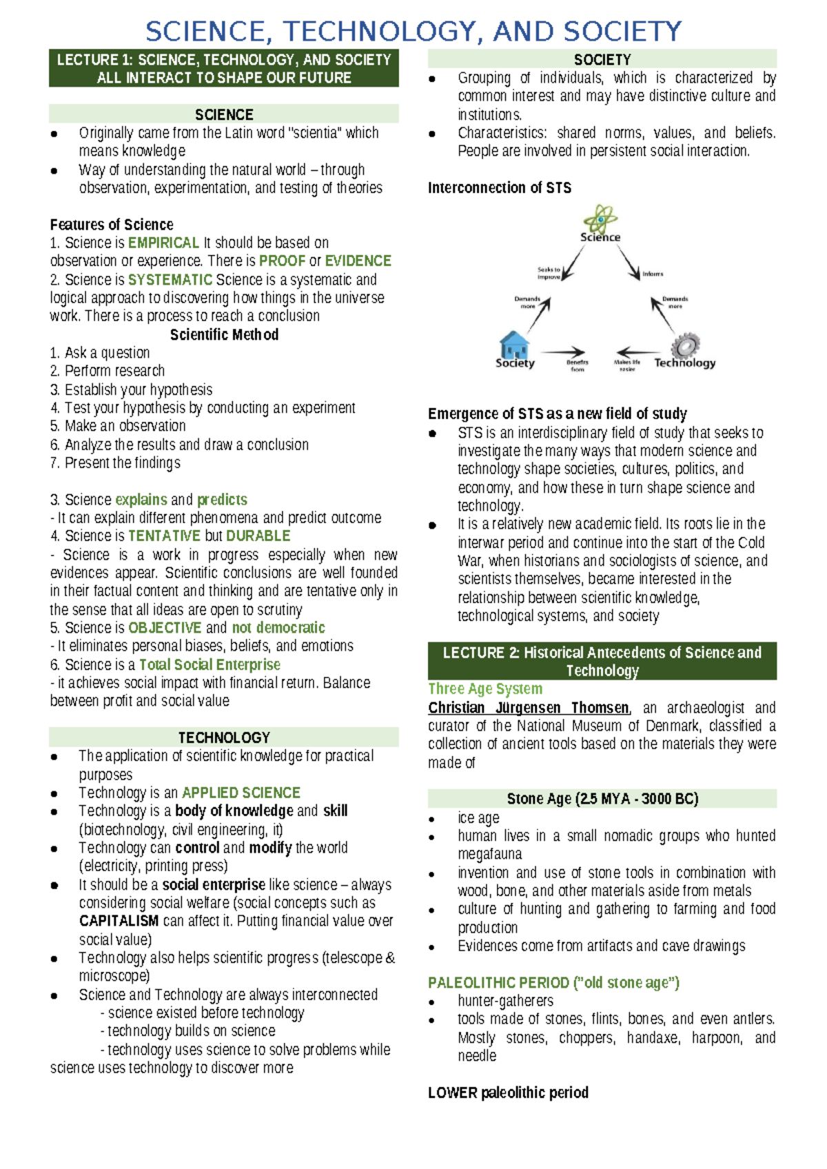 Sts - SCIENCE, TECHNOLOGY, AND SOCIETY LECTURE 1: SCIENCE, TECHNOLOGY ...