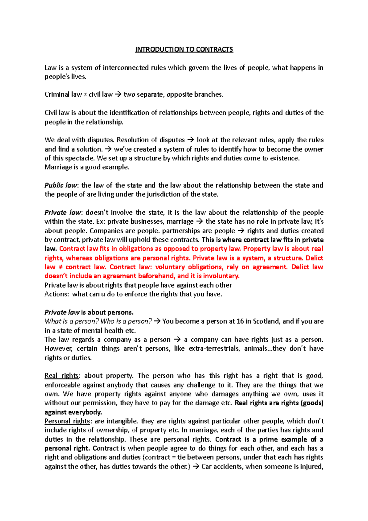 Introduction to Contracts - INTRODUCTION TO CONTRACTS Law is a system ...