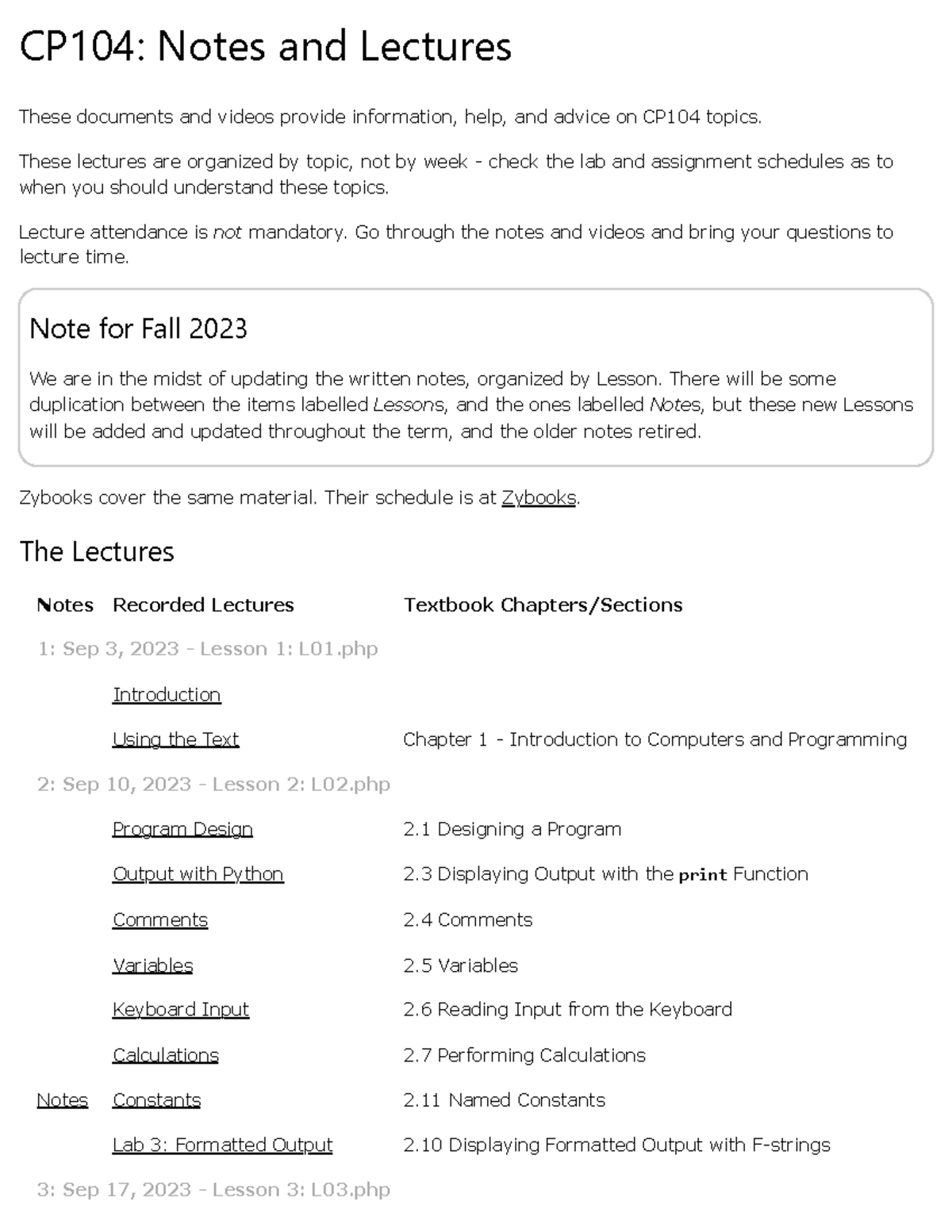 CP104 Notes and Lectures syllabus - CP104: Notes and Lectures These ...