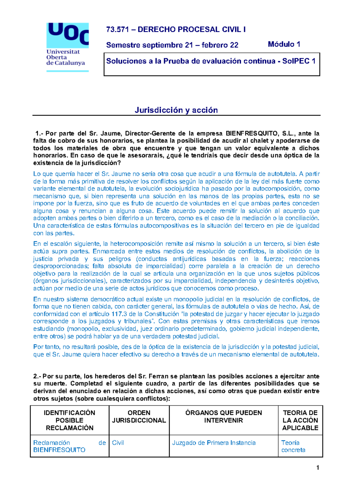 solpec 1 2021-2022 derecho procesal I - UOC - Studocu