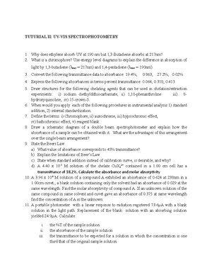 Tutorial 1 Evaluation OF Analytical DATA - TUTORIAL 1: EVALUATION OF ...