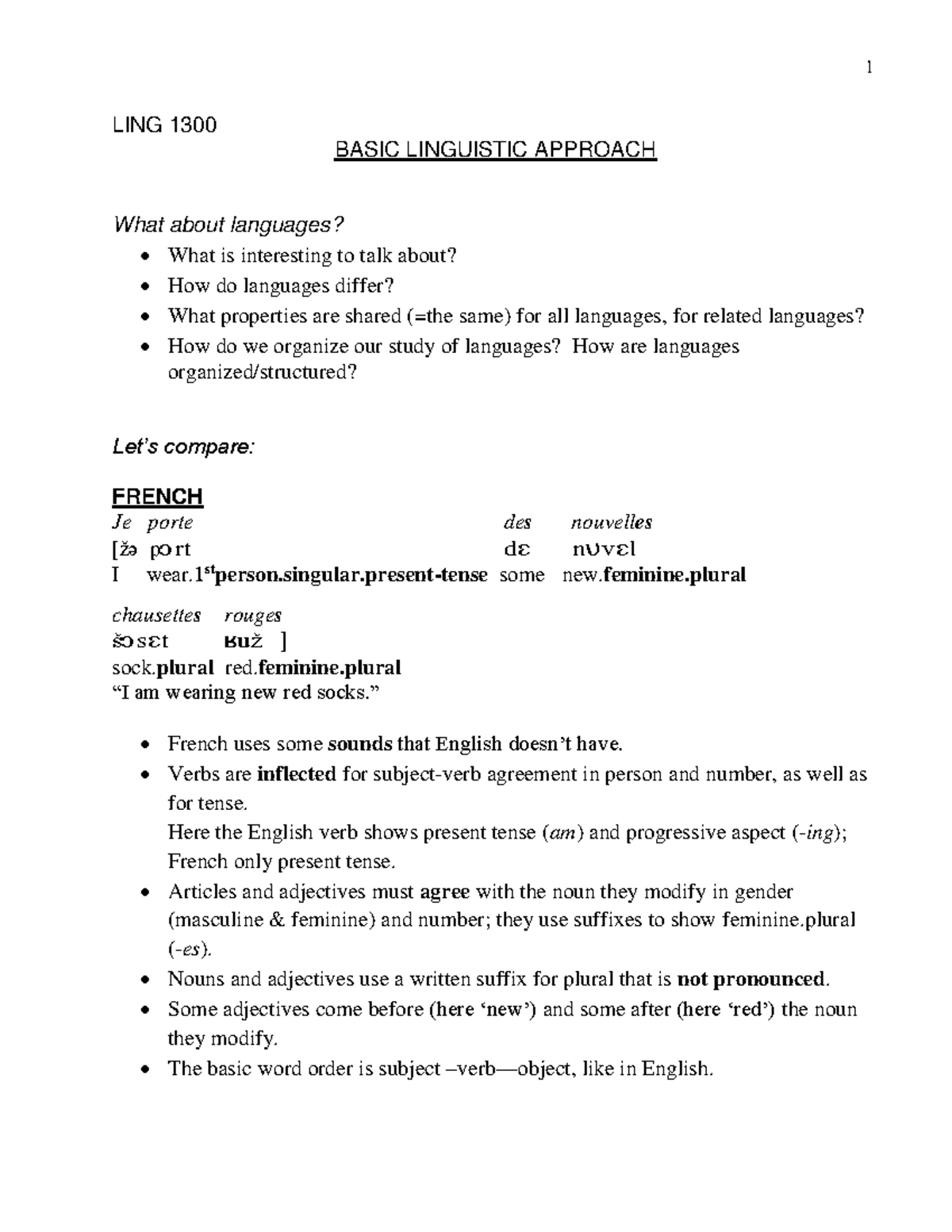 Ch 1 Basic Ling Approach - 1 LING 1300 BASIC LINGUISTIC APPROACH What ...