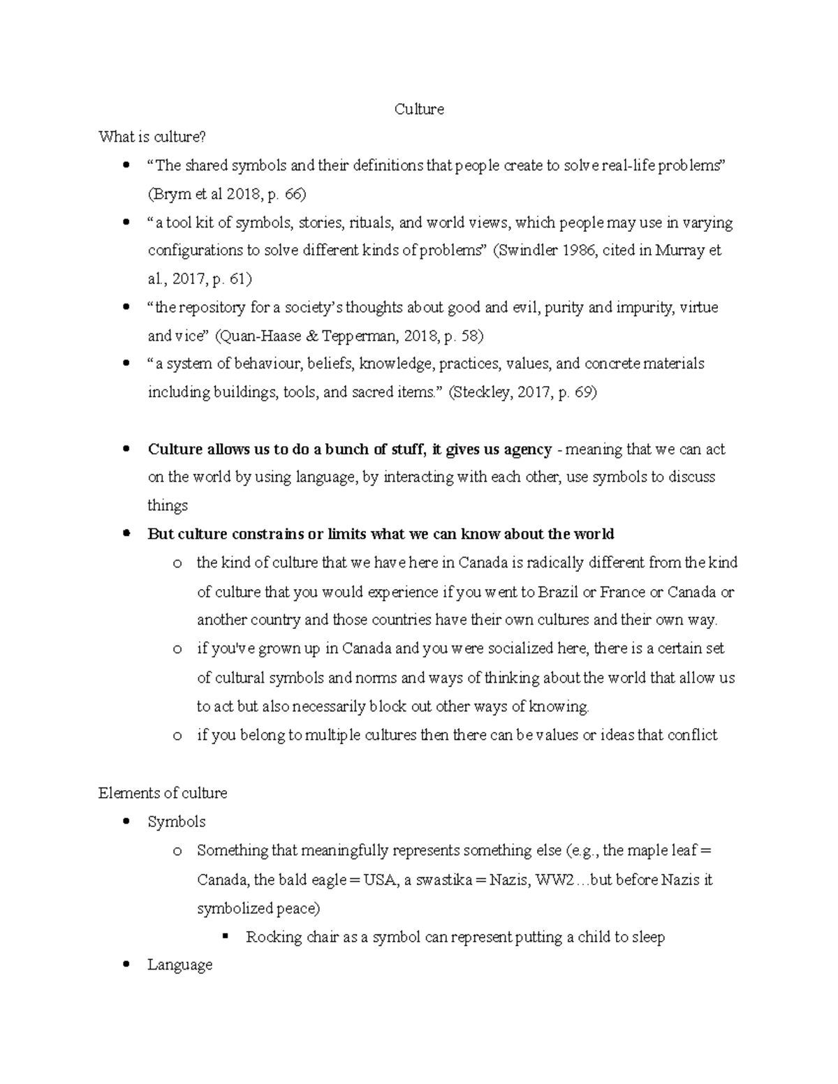 Ch. 3 - Culture - chapter notes - Culture What is culture? “The shared ...