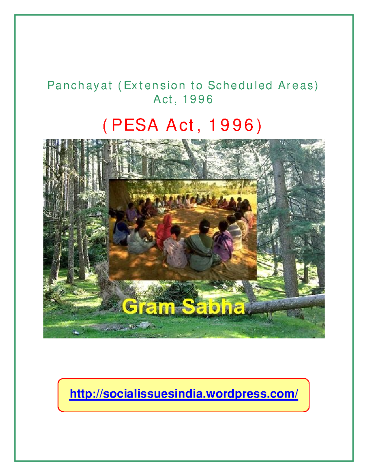Pesaact 1996 0 - Pesa - Panchayat (Extension to Scheduled Areas) Act ...