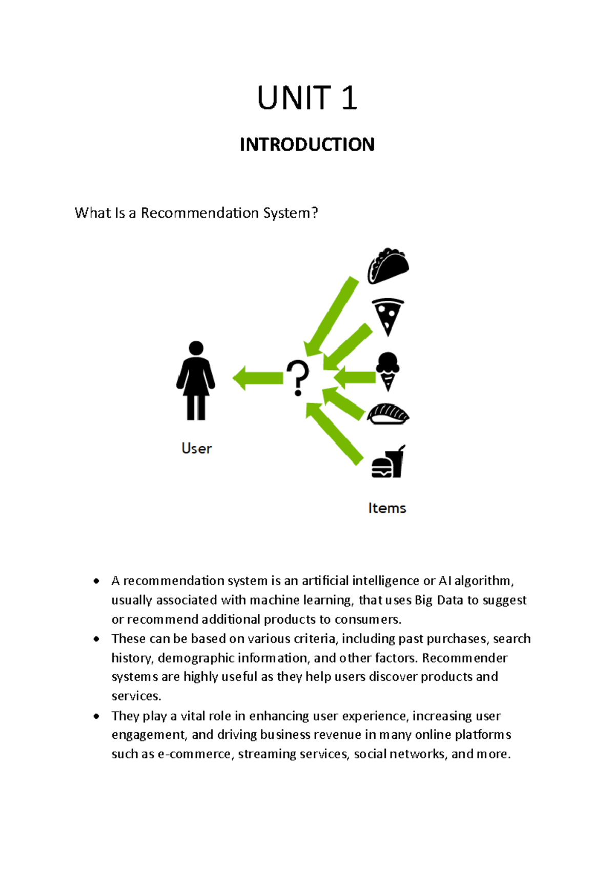 Rs Unit 1 Unit 1 Introduction What Is A Recommendation System A
