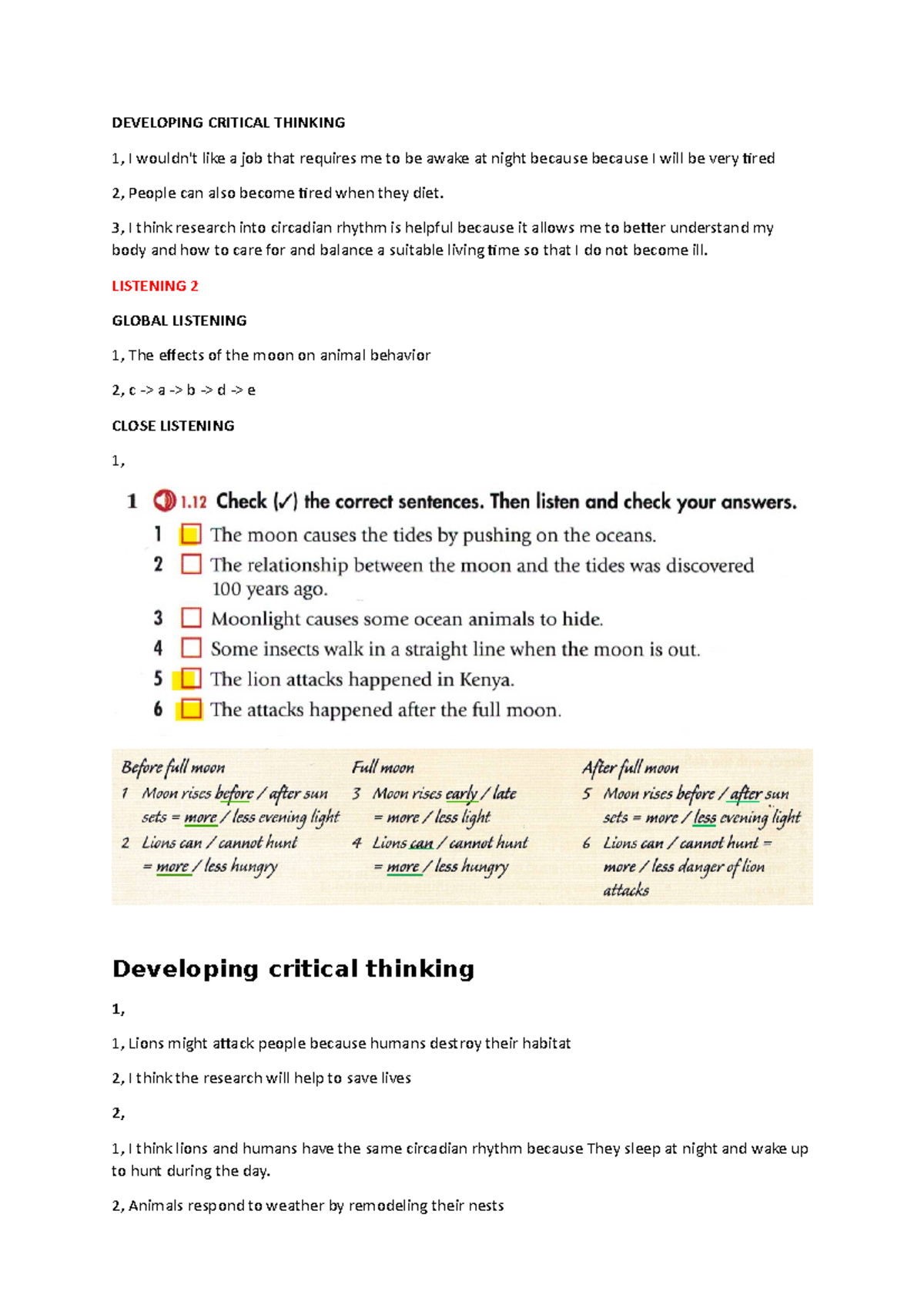 Developing Critical Thinking - DEVELOPING CRITICAL THINKING 1, I wouldn ...