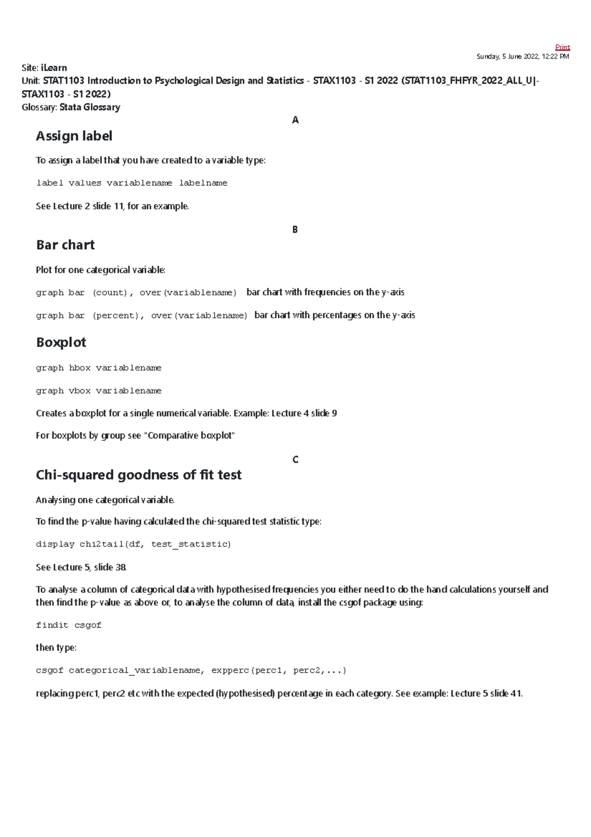 STAT1103- Glossary of all Stata Codes - Sunday, 5 June 2022, 12:22 ...