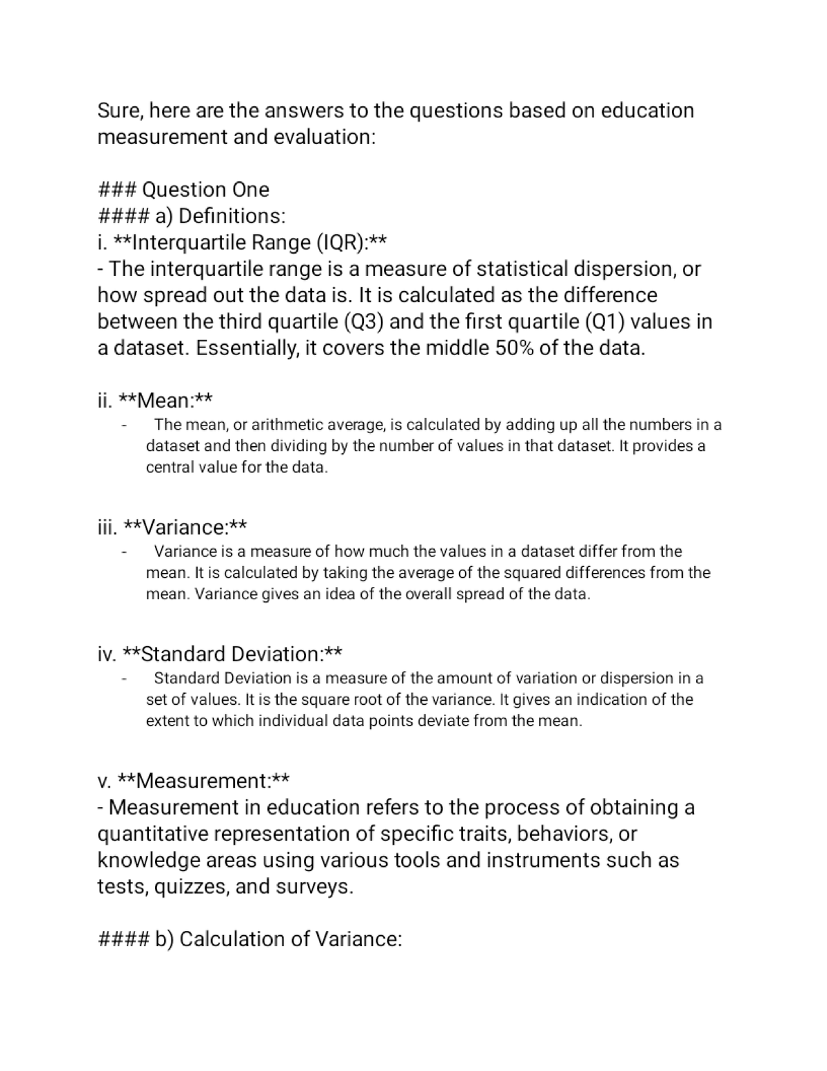 Measurement exams - Sure, here are the answers to the questions based ...