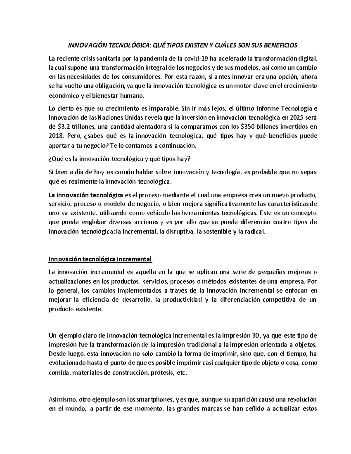 QUE ES Innovación Tecnológica, Tipos Y Beneficios - INNOVACI”N TECNOL”GICA: QU... TIPOS EXISTEN ...