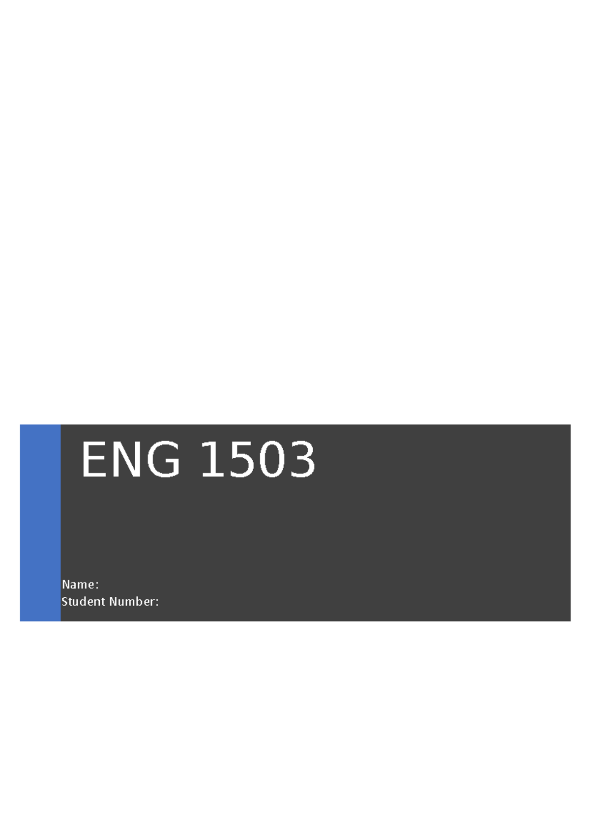 ENG 1503 - Assignment - ENG 1503 Name: Student Number: STUDENT ...