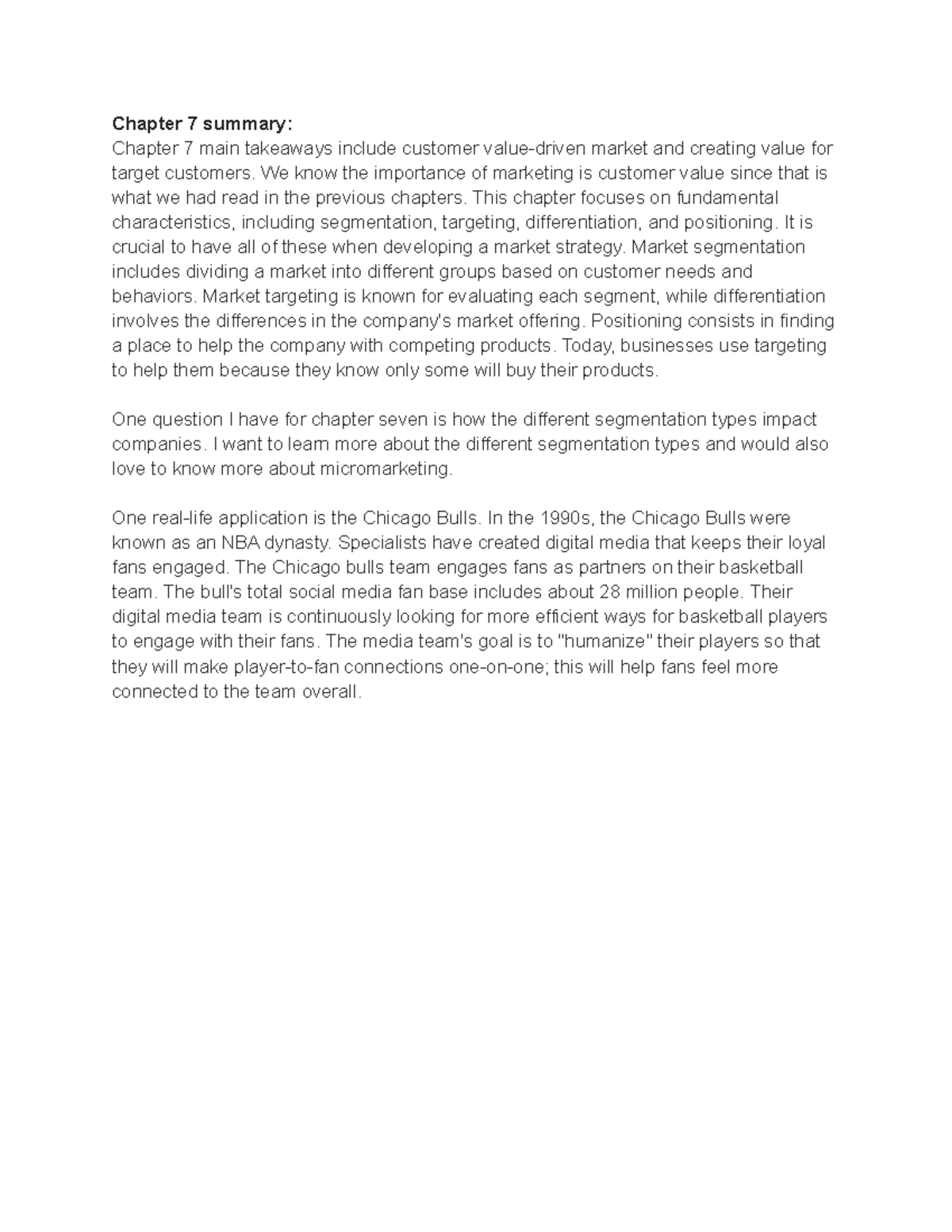 Chapter 7 summary - Principles of Marketing - Chapter 7 summary ...