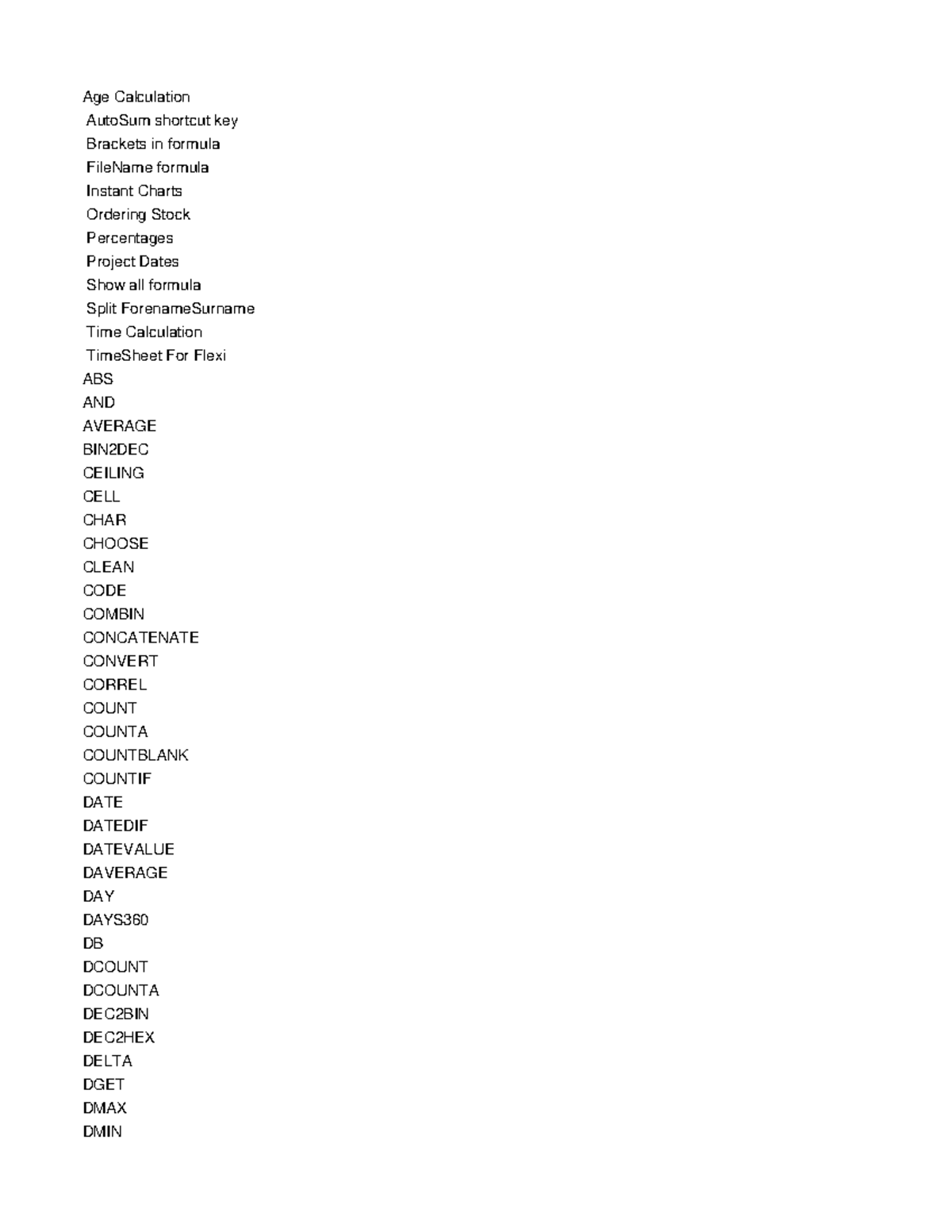 Excel Function Dictionary Age Calculation Autosum Shortcut Key Brackets In Formula Filename