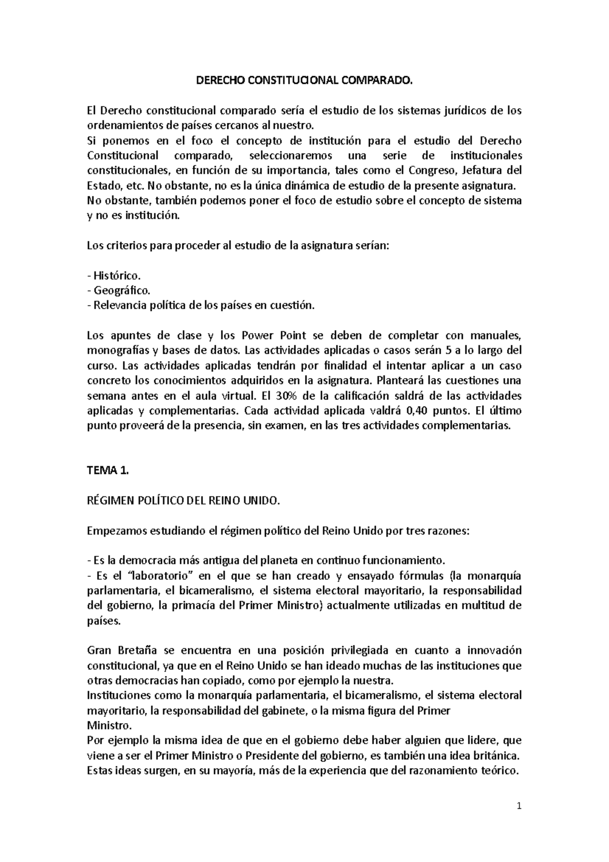 Apuntes Derecho Constitucional Comparado Derecho Constitucional