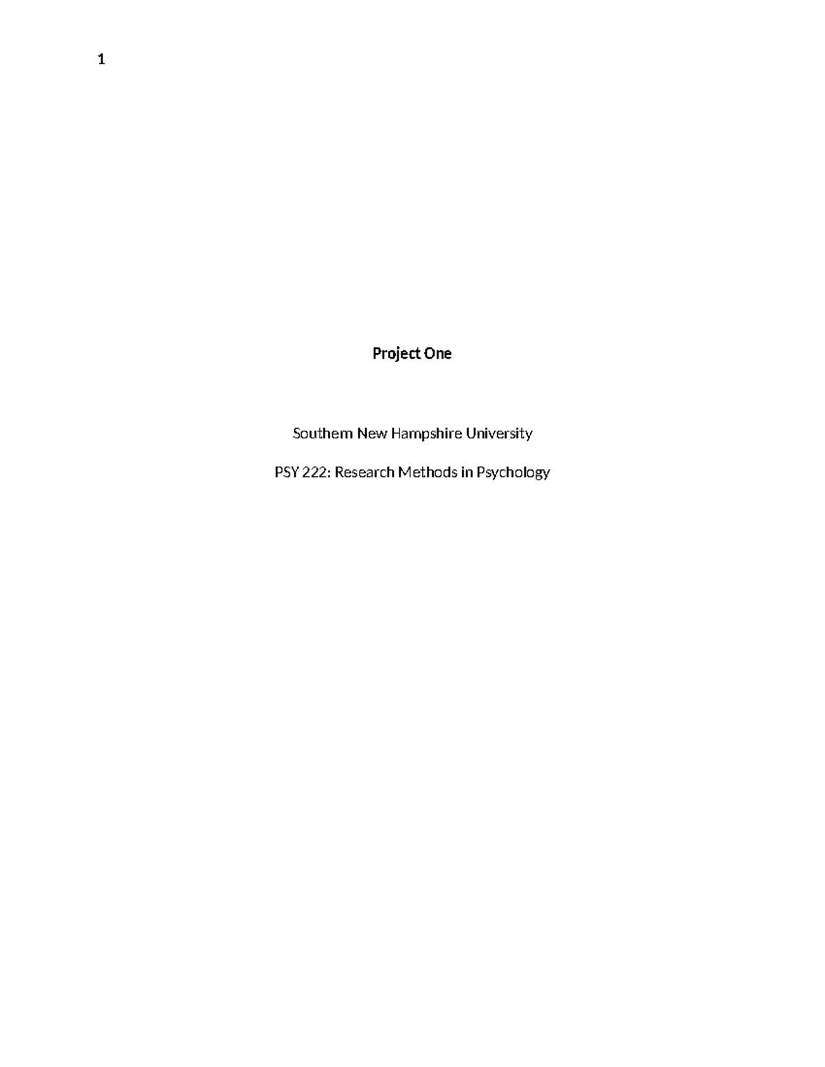 PSY222 Project One - Project One Southern New Hampshire University PSY ...