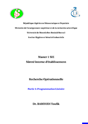 Chapitre 3 - METHODE DU SIMPLEXE - 2) METHODE DU SIMPLEXE a) Forme canonique d'un Programme ...