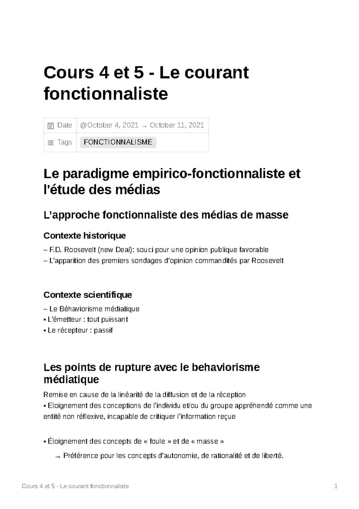Théories de l'information - Le courant fonctionnaliste - Cours 4 et 5 ...