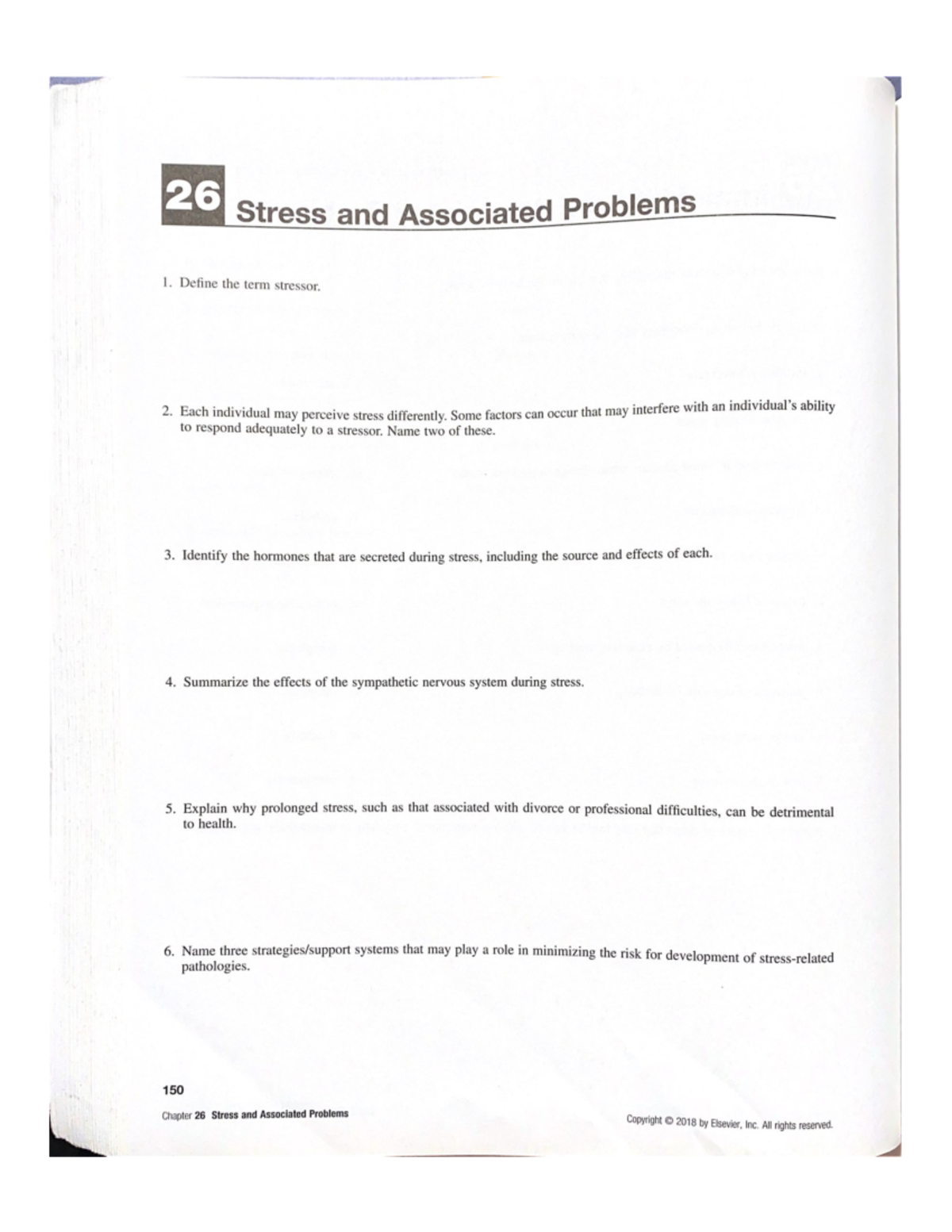 26 Stress and Associated Problems questions - NURS1420P - Studocu