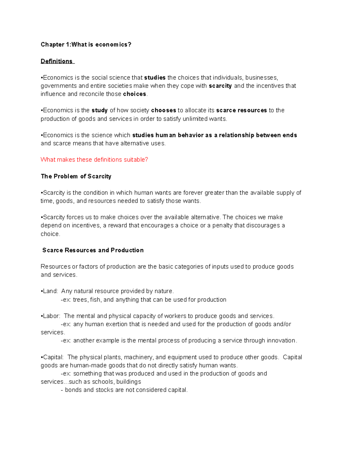 E201 Chapter 1 Lecture Notes - Chapter 1:What is economics? Definitions ...