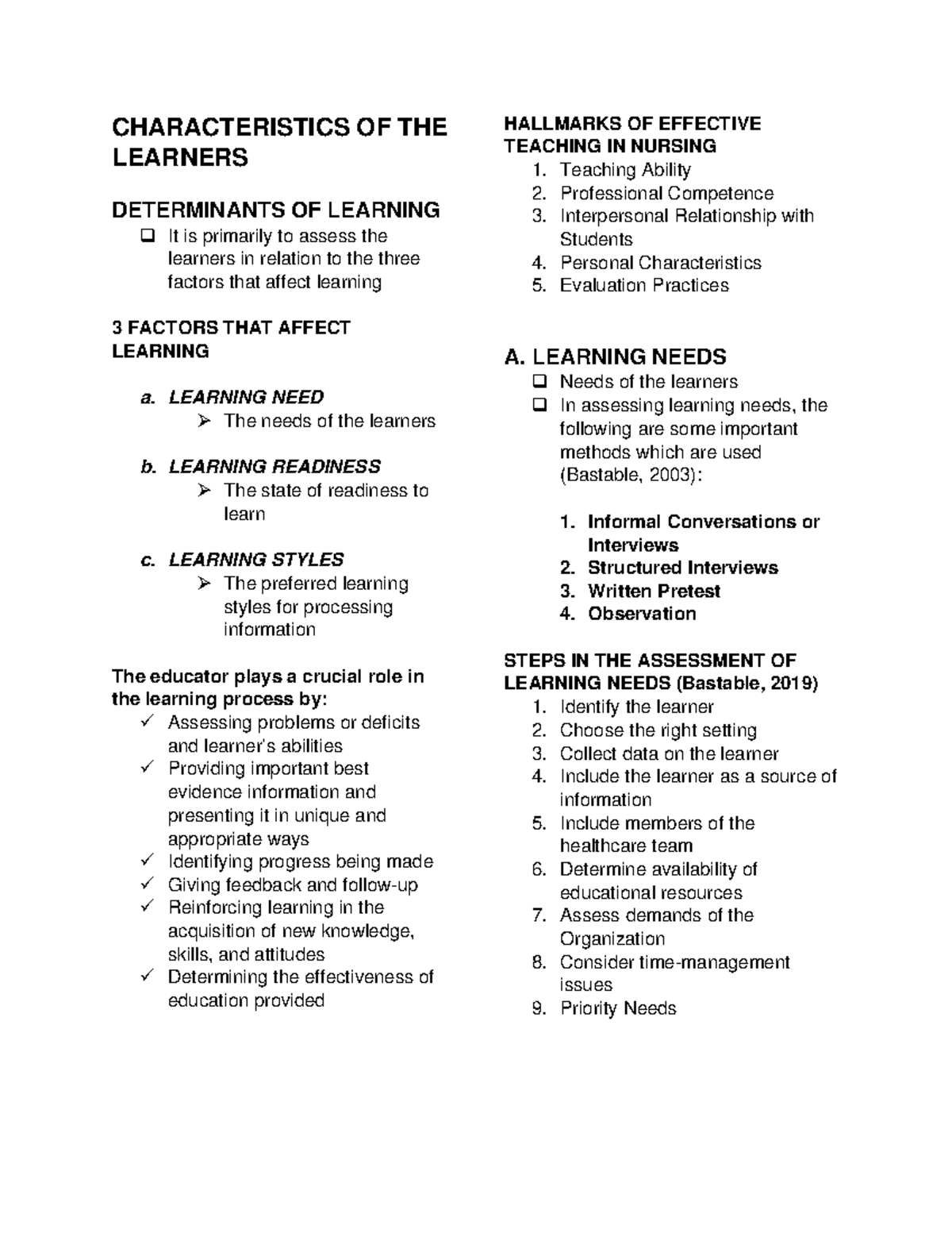 Characteristics-of-Learning - CHARACTERISTICS OF THE LEARNERS ...