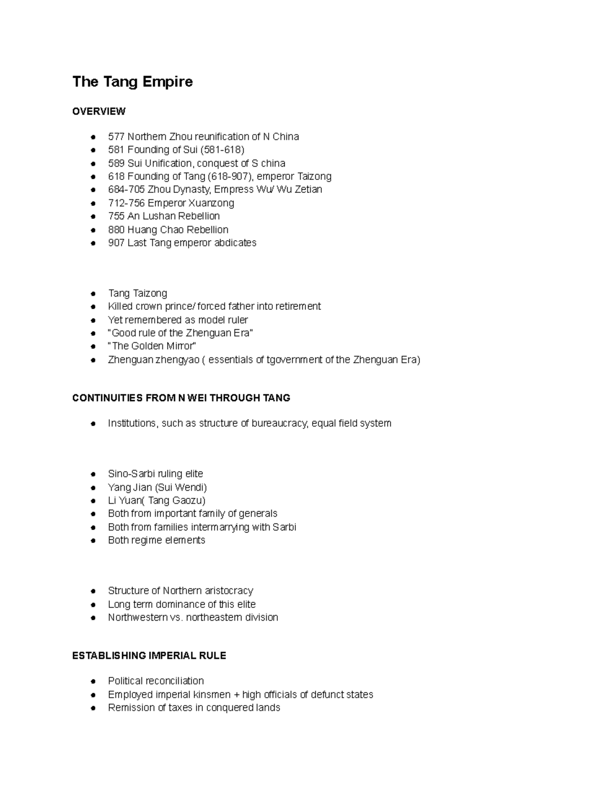 The Tang Empire - Google Docs - The Tang Empire OVERVIEW 577 Northern ...