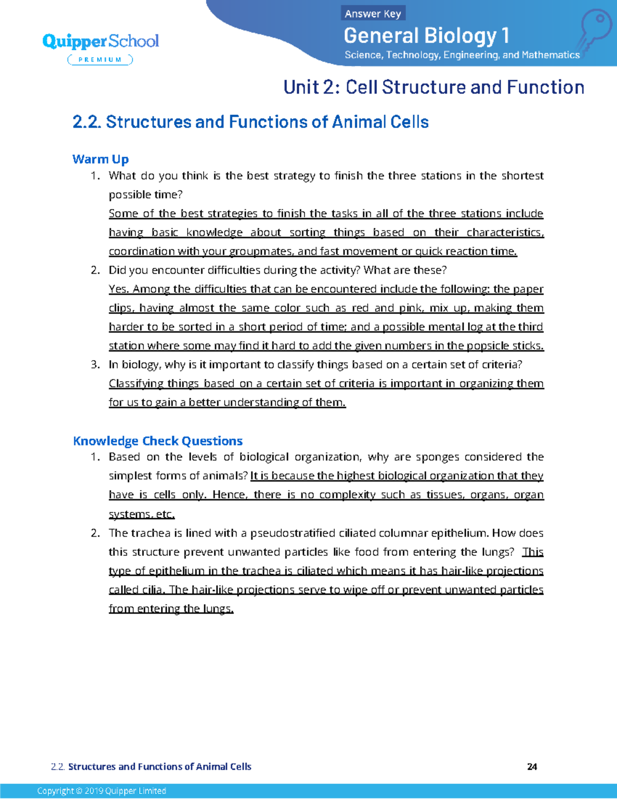 Cell structure and function - 2. Structures and Functions of Animal Cells Warm Up What do you ...