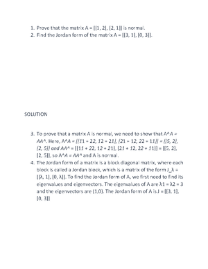 Matrix algebra Exercices with solutions - Prove that the matrix A = [[1, 2], [3, 4]] is - Studocu