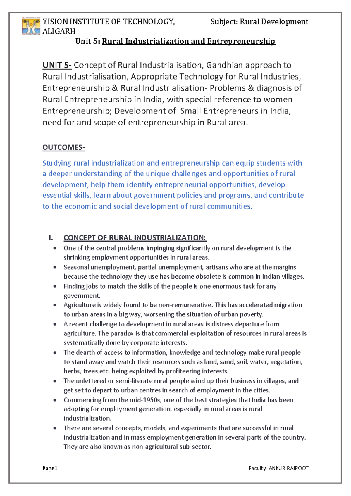 Unit-5 - Baby RD Unit 2 by Kulbhushan (Krazy Kaksha & KK World) - ALIGARH Unit 5: Rural - Studocu