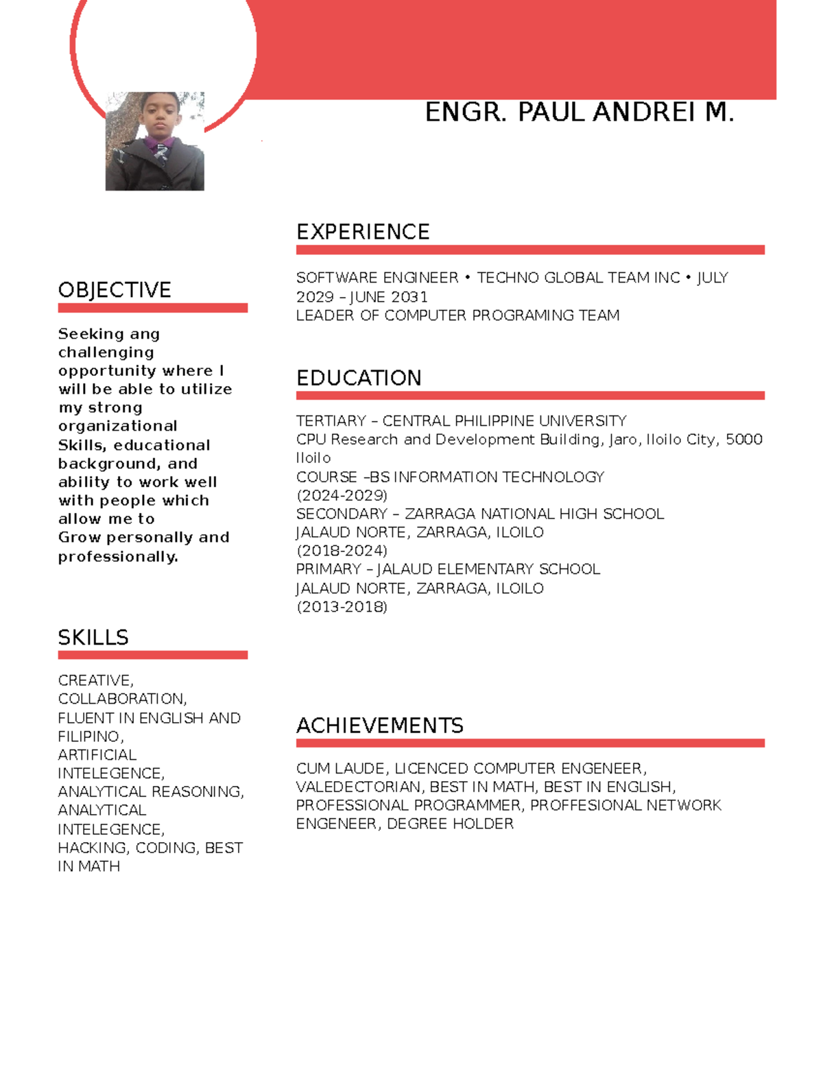 FAKE Resume 2 - hauhsd - OBJECTIVE Seeking ang challenging opportunity ...