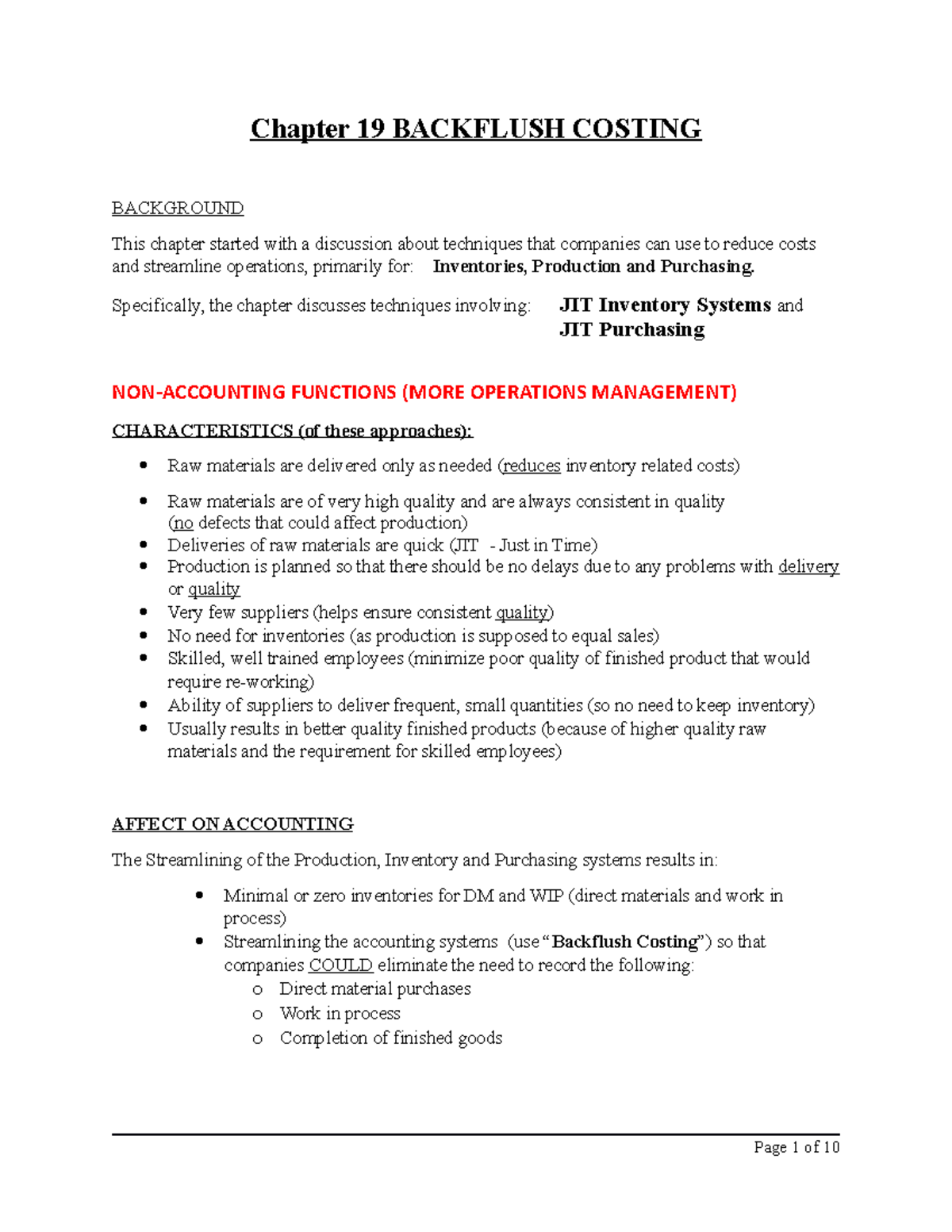 Ch 19 Backflush Costing FMGT-4210-0 - Cost/Managerial Accounting ...