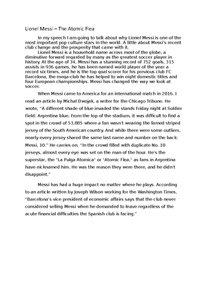 Power Point Speech Final Draft - Lionel Messi – The Atomic Flea ...