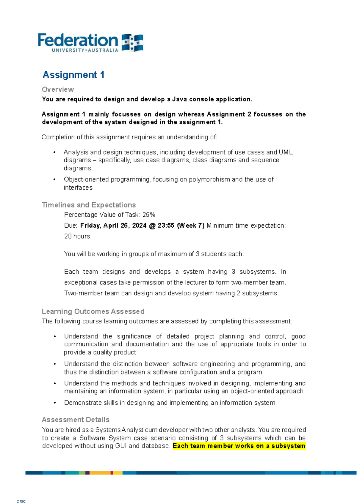 Itech 7201 Assignment 1 - Assignment 1 Overview You are required to ...