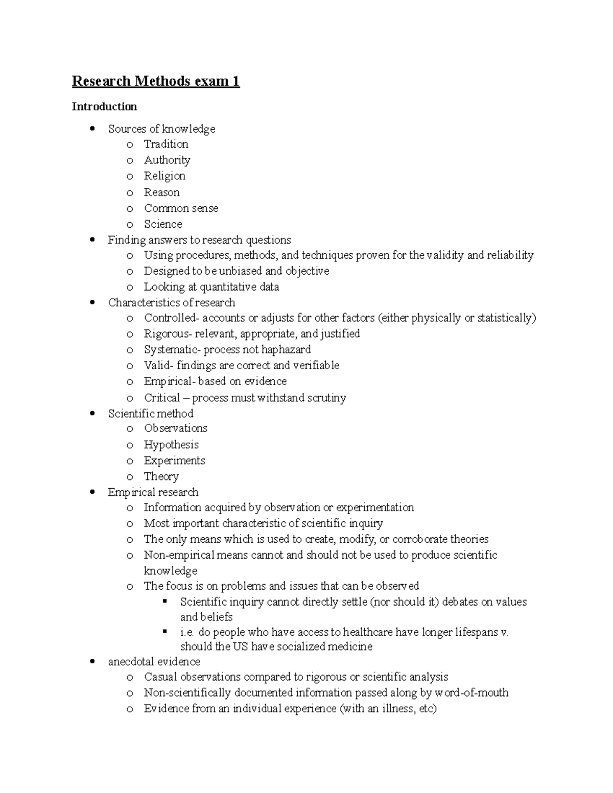 Research Methods exam 1 - do people who have access to healthcare have ...