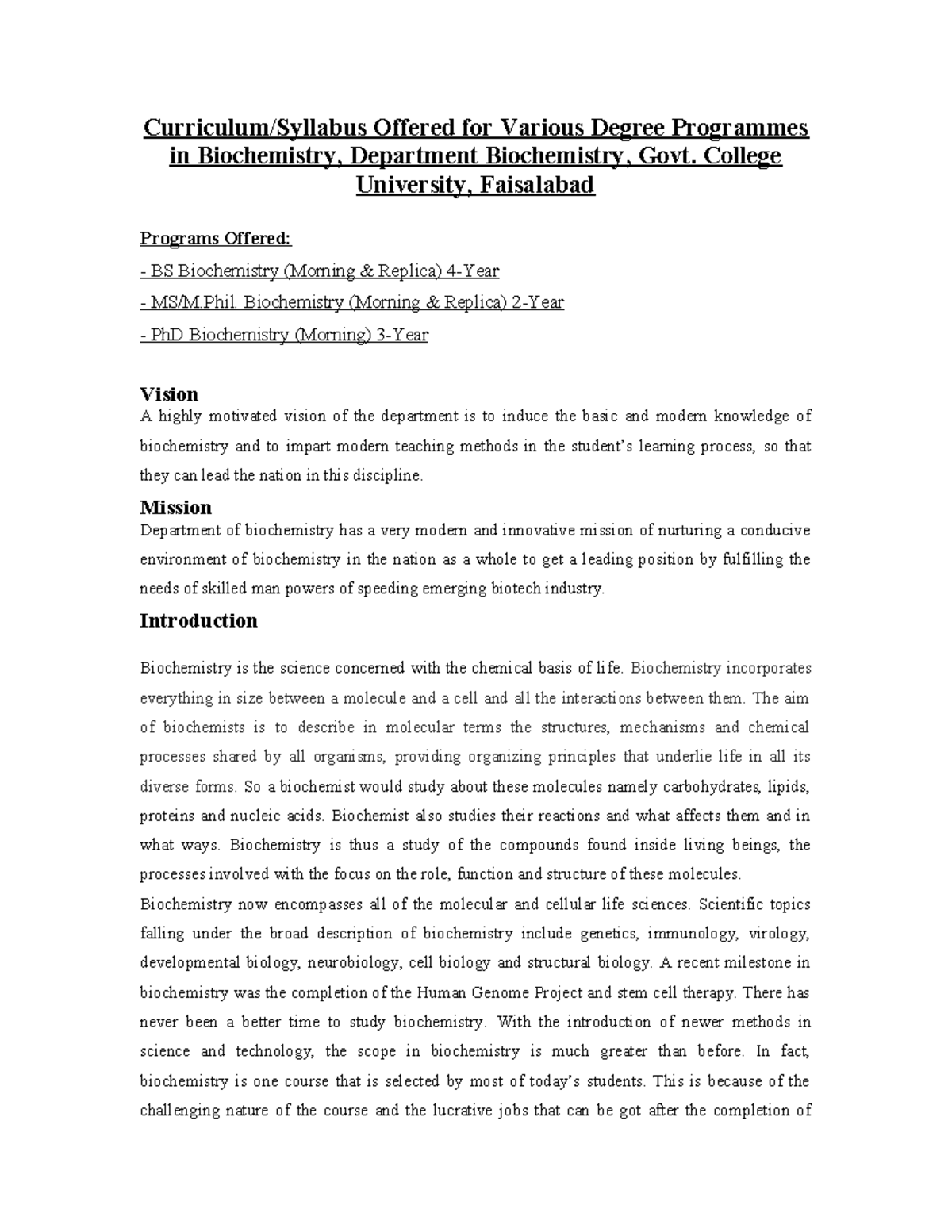Biochemistry Curriculum 23-12-2020 - Curriculum/Syllabus Offered for ...