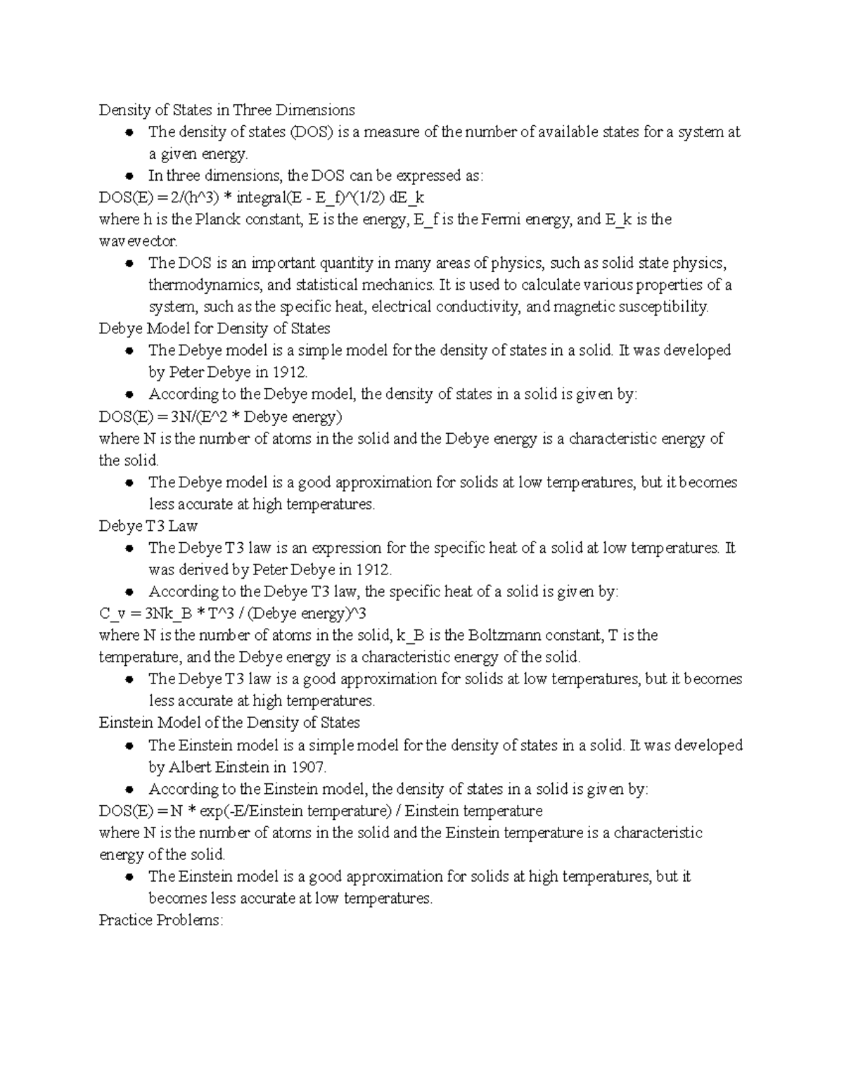 Chapter 6.3 Notes - Density of States in Three Dimensions The density ...