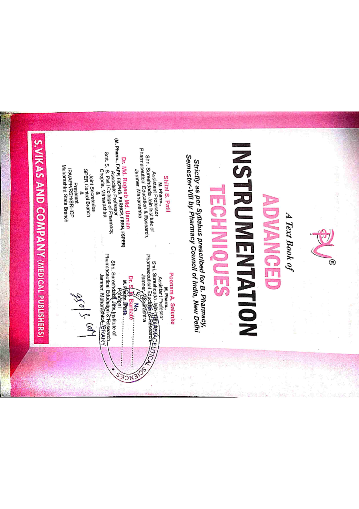 Advanced Instrumentation Techniques (PV Publication) - Pharmacy - Studocu