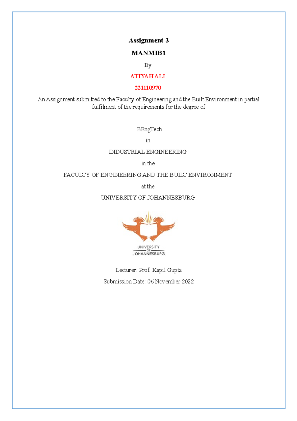 A ALI 221110970 Manmib Assignment 3 - Assignment 3 MANMIB By ATIYAH ALI ...