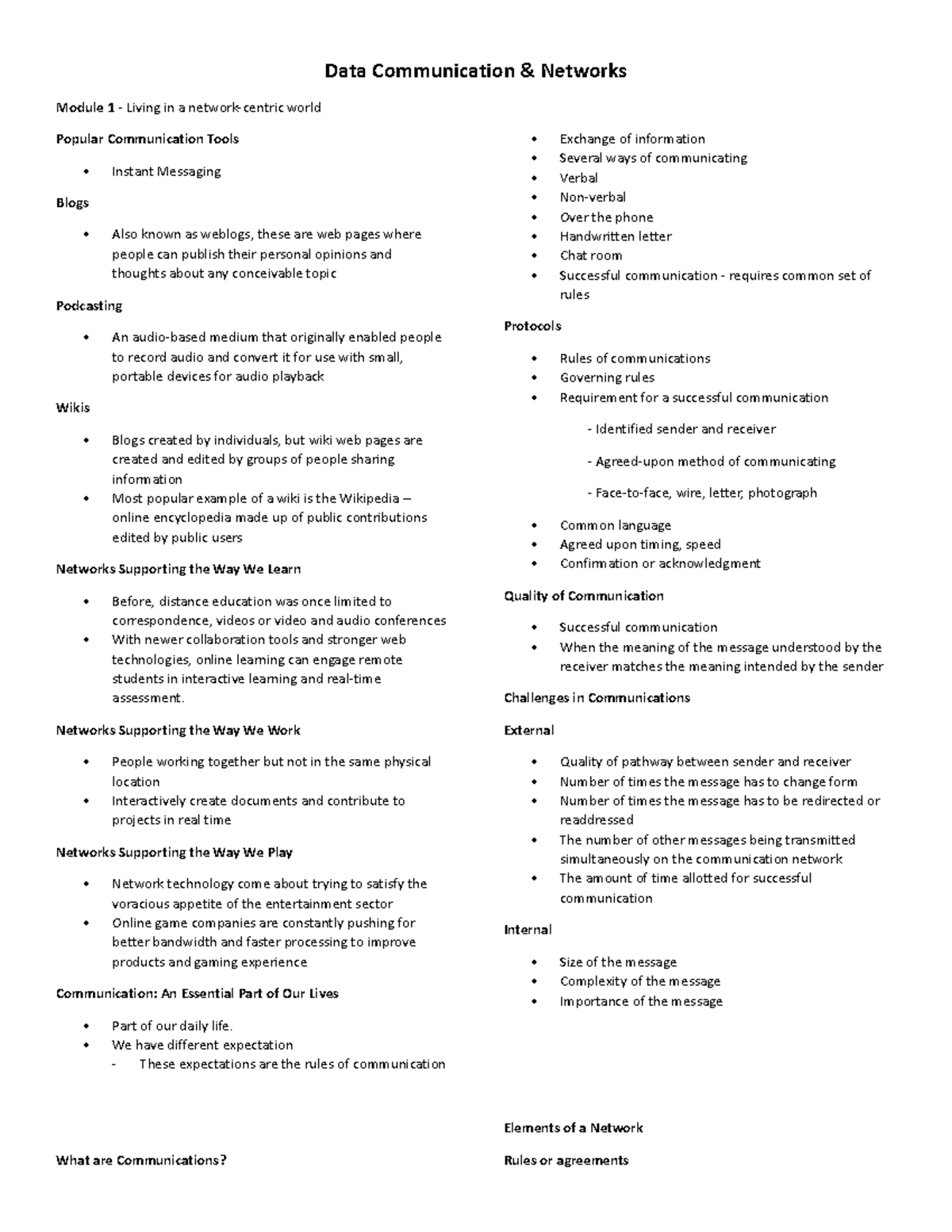 Data Communication - data comm - Data Communication & Networks Module 1 ...