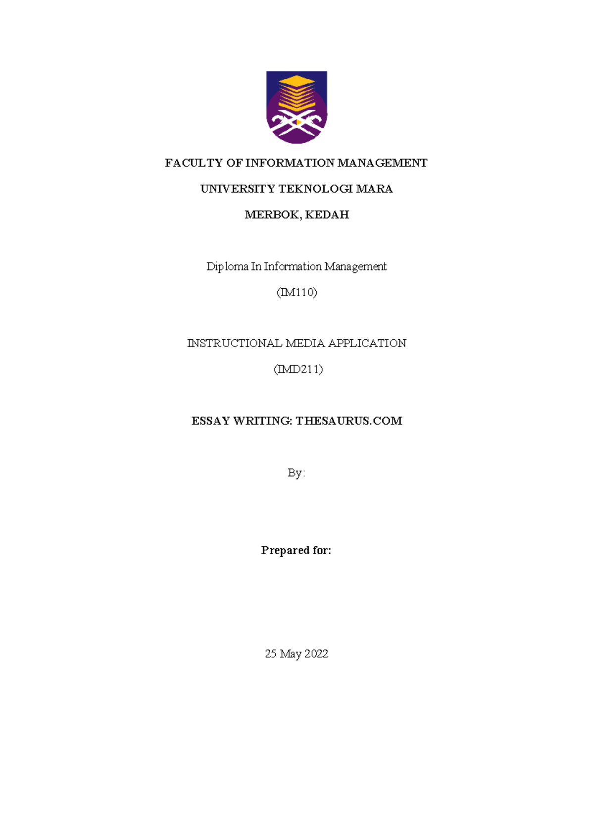 Essay Writing about Thesaurus, how to use Thesaurus - FACULTY OF ...