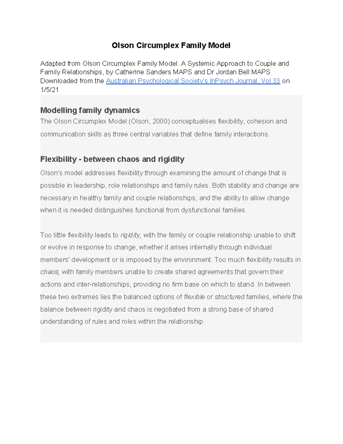 Hf olson circumplex family model - Olson Circumplex Family Model ...