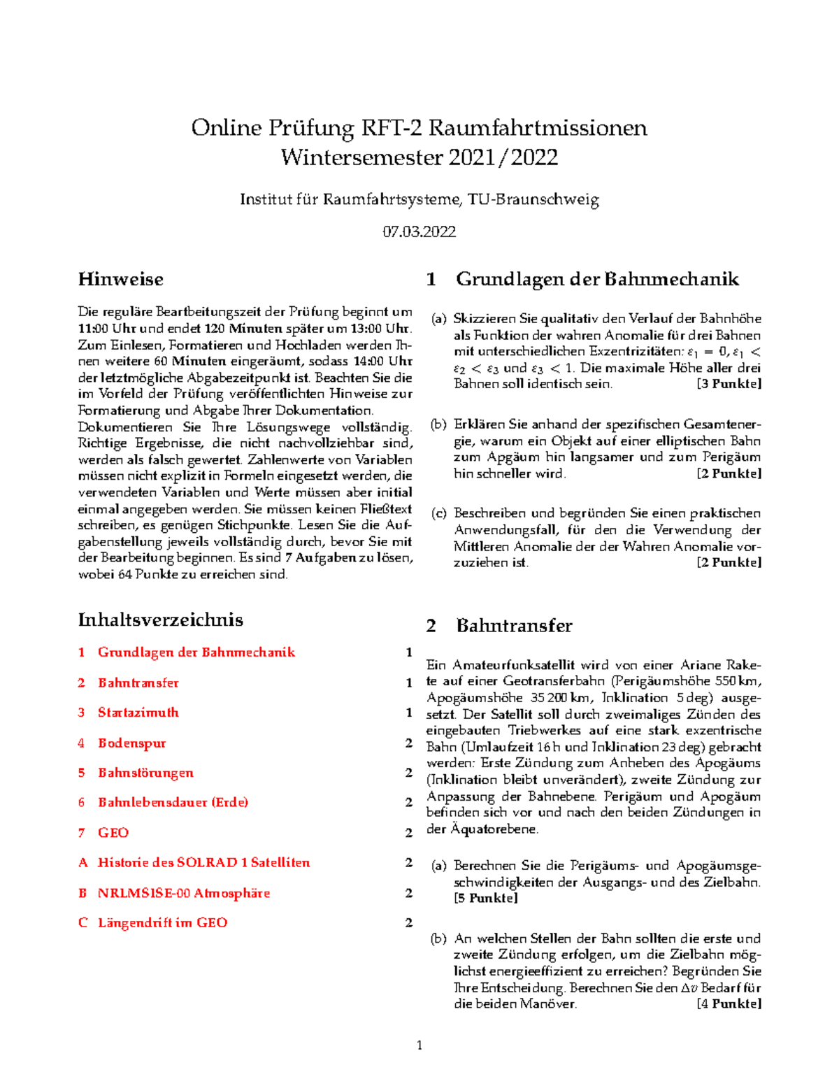 Aufgaben-DE - RFT2-Aufgaben - Online Prüfung RFT-2 Raumfahrtmissionen ...