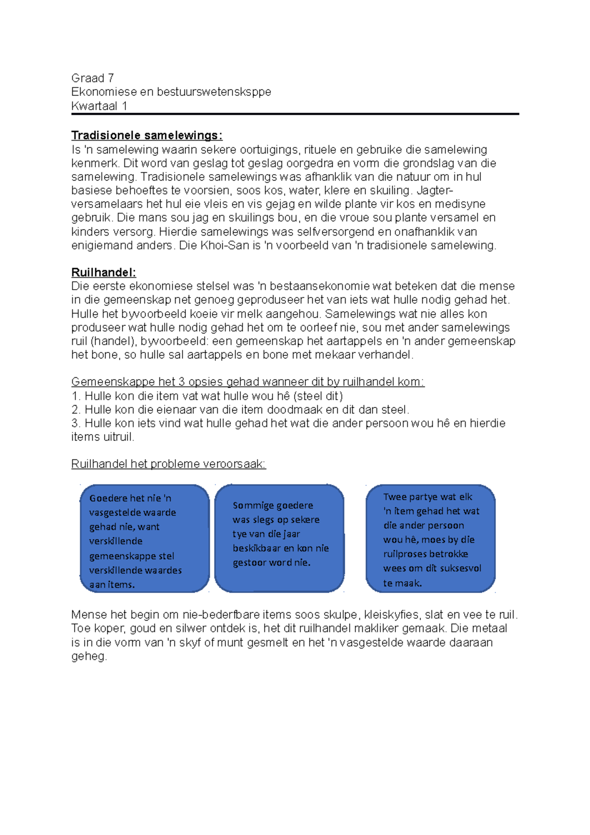 Graad 7 EBW STudie Notas Kwartaal 1 - Graad 7 Ekonomiese en ...