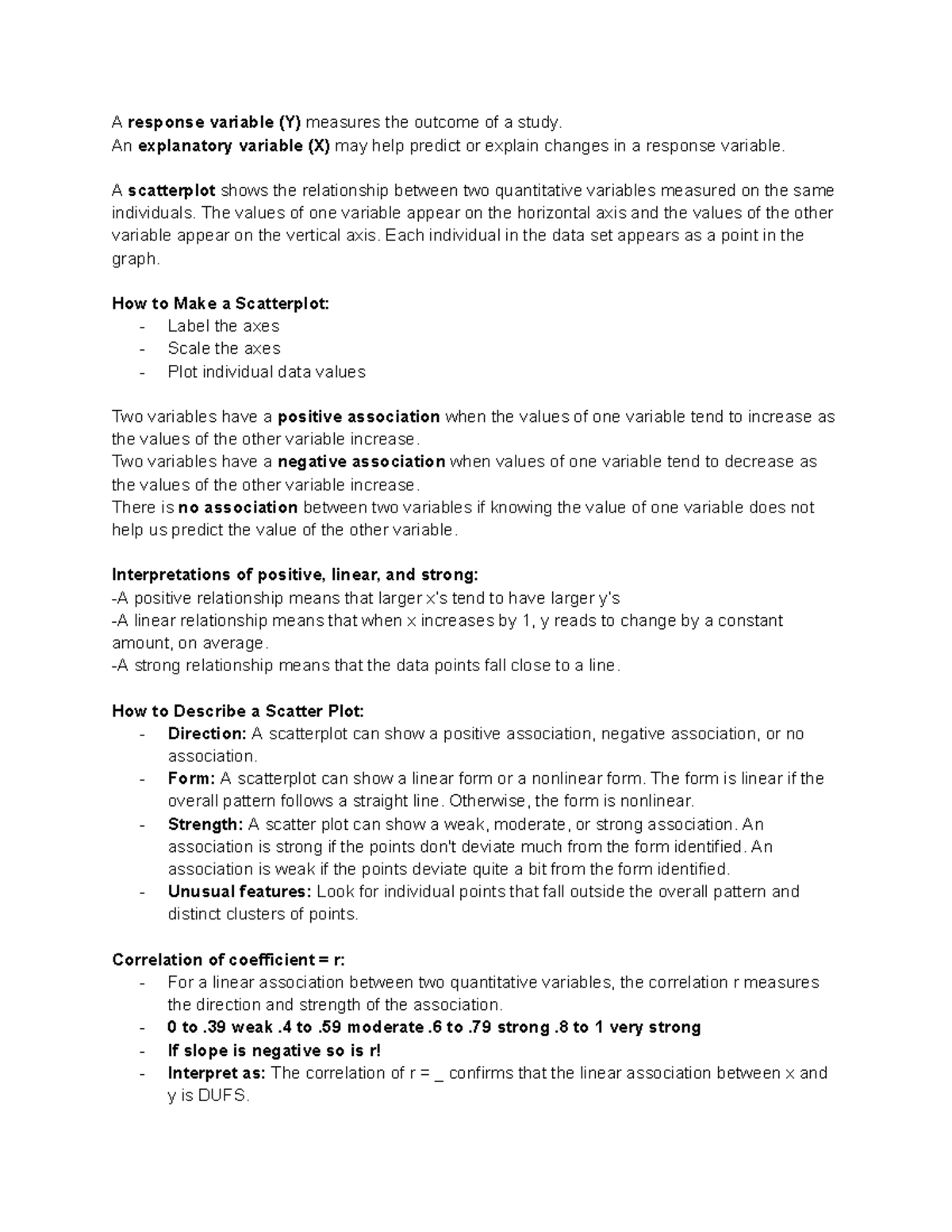 Chapter 3 stats - A response variable (Y) measures the outcome of a ...