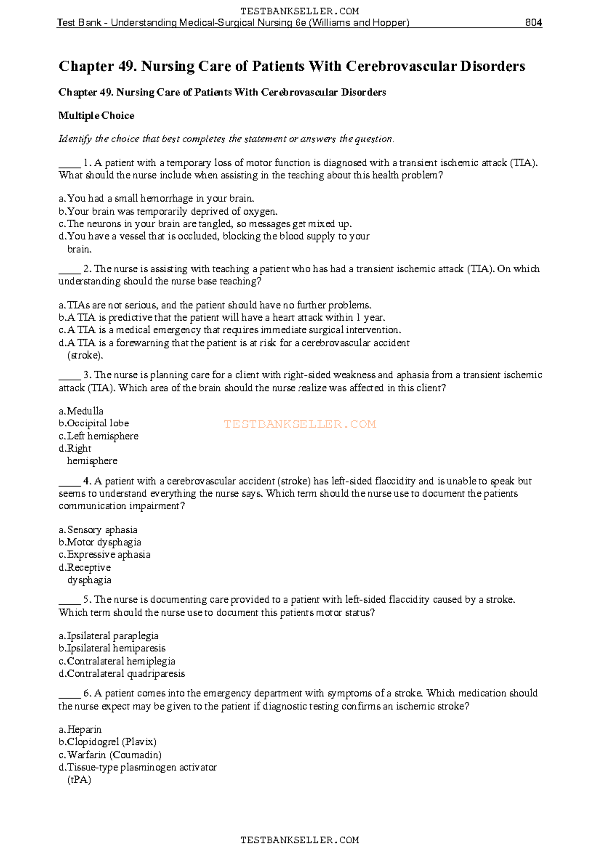 MSN6-Chapter 49. Nursing Care of Patients With Cerebrovascular ...